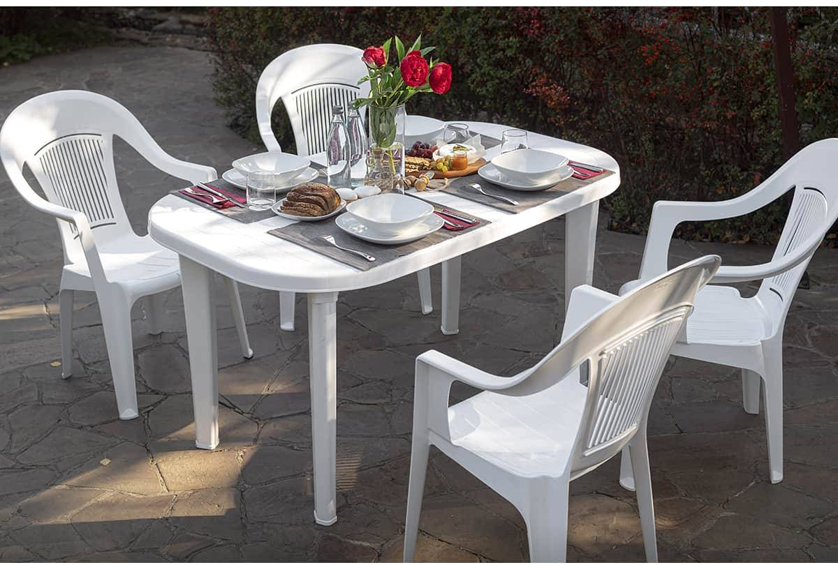 Стол пластиковый Ellastik Plast Овальный 136x82x74 (белый)